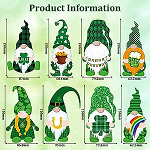 40 Pieces St. Patrick's Day Cut-Outs Irish Stickers Gnomes Cut-Outs Classroom Decoration with Glue Point Dots for St. Patricks Day Party Decorations Bulletin Board School Party Supplies, 8 Designs