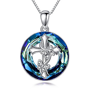 POTOPYY Butterfly Necklace S925 Sterling Silver Crystal Butterfly Necklaces for Women Butterfly Pendant Jewelry, Butterfly Gifts for Women Mom Christmas Mothers Day Birthday New Year Anniversary