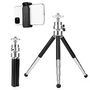 Tripod for Phone and Webcam, 4-9 inch Extendable Phone Webcam Tripod Stand with Phone Holder, (2rd Generation,Double-Layer), Lightweight Mini Tripod