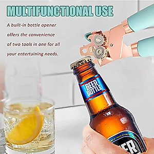 Manual can opener, food safe stainless steel, kitchen tools, Tin Lid Can Opener with Non-Slip Handle and Ergonomic Rotary Knob,beer corkscrew