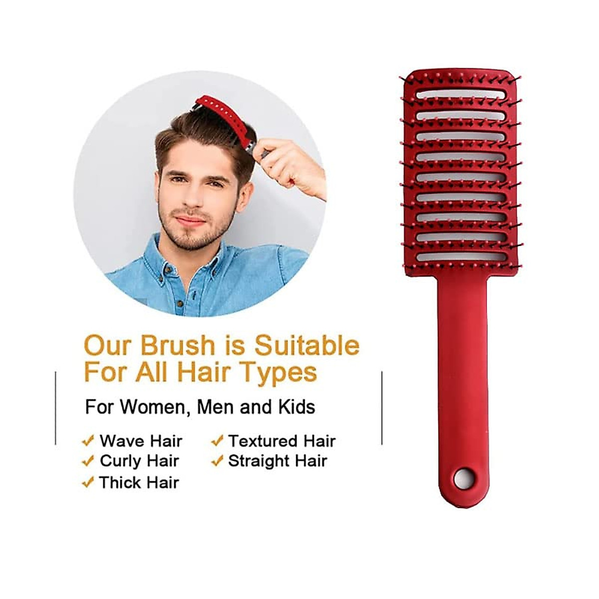 arc ventilation brush for fast drying, curved ventilation hole declination dryer hair brush, anti-static fast drying modeling tool, suitable for wet/dry hair