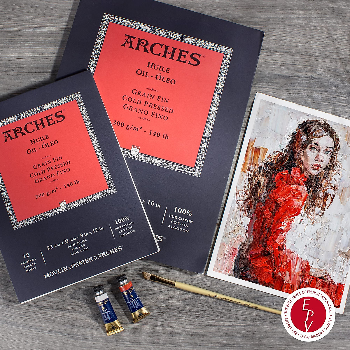 Arches Oil Paper Pad 9x12-inch White 100% Cotton Oil Painting Paper - 12 Sheets of Arches 140lb Cold Pressed Oil Paint Paper - Painting Pad for Oil Painting and Oil Pastel Techniques