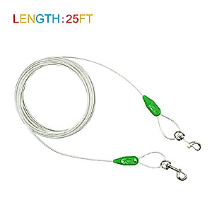 Petest 25ft Reflective Tie-Out Cable for Small Dogs Up to 35 Pounds