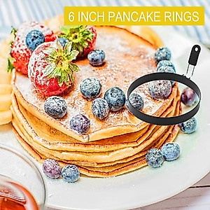 4 Packs Omelet Ring & Pancakes Ring & Egg Ring Set for Griddle,Non-stick Stainless Steel 8" Omelette Ring 6" Pancake Rings 4" Crumpet Ring,3" Egg Ring,Griddle Crepe Ring Egg Maker with Silicone Handle
