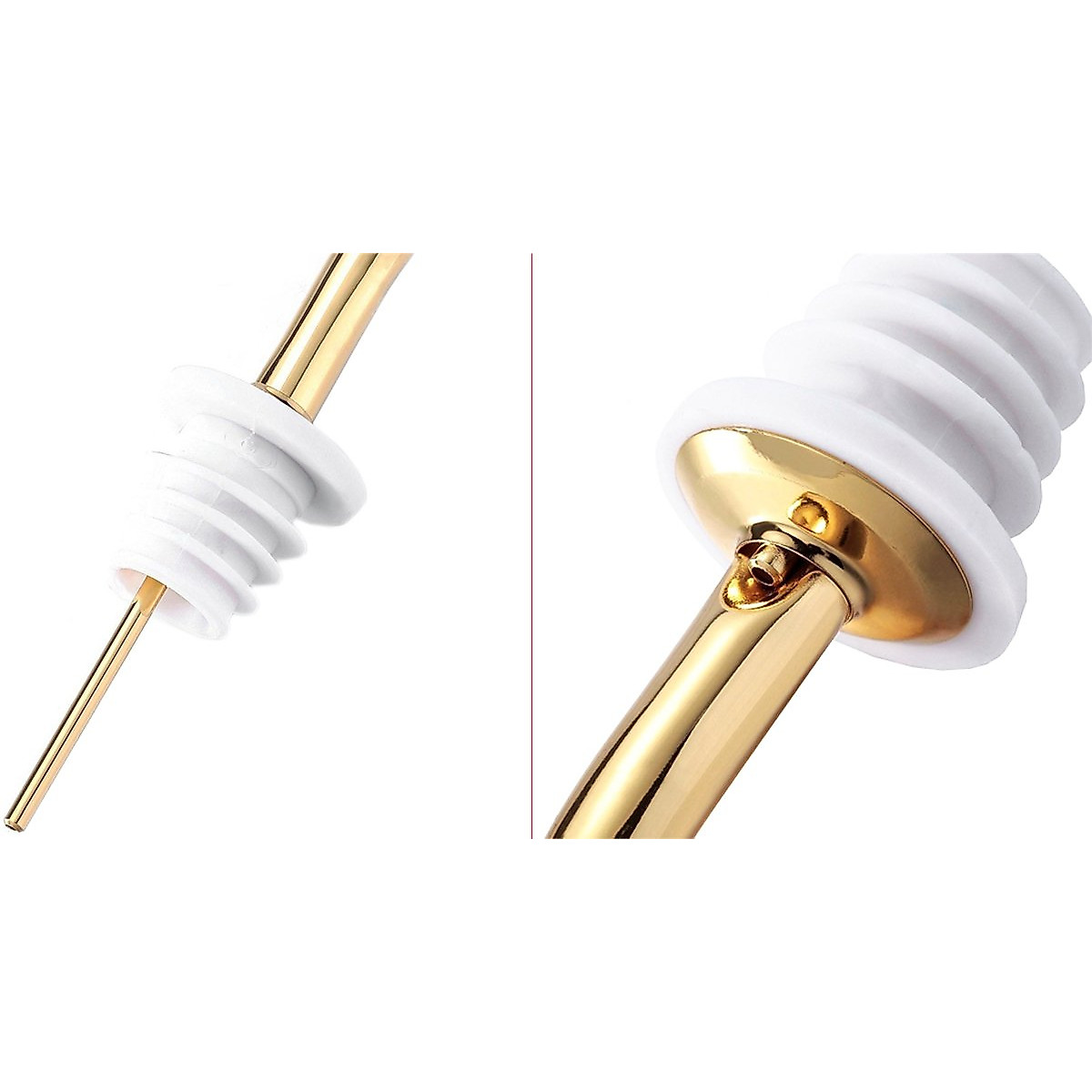 Wine Olive Oil Bottle Pourer Spouts with Rubber Dust Caps from Ocharzy (Gold, 2 pcs)