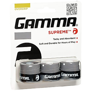 GAMMA Sports Supreme Overgrip for Tennis, Pickleball, Squash, Badminton, and Racquetball Racquets, 3-Pack, Grey