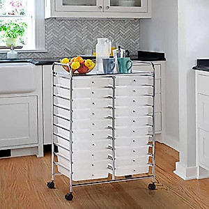 Yaheetech 20 Drawers Rolling Storage Cart Multipurpose Movable Organizer Cart Tools Scrapbook Paper Organizer on Wheels, White