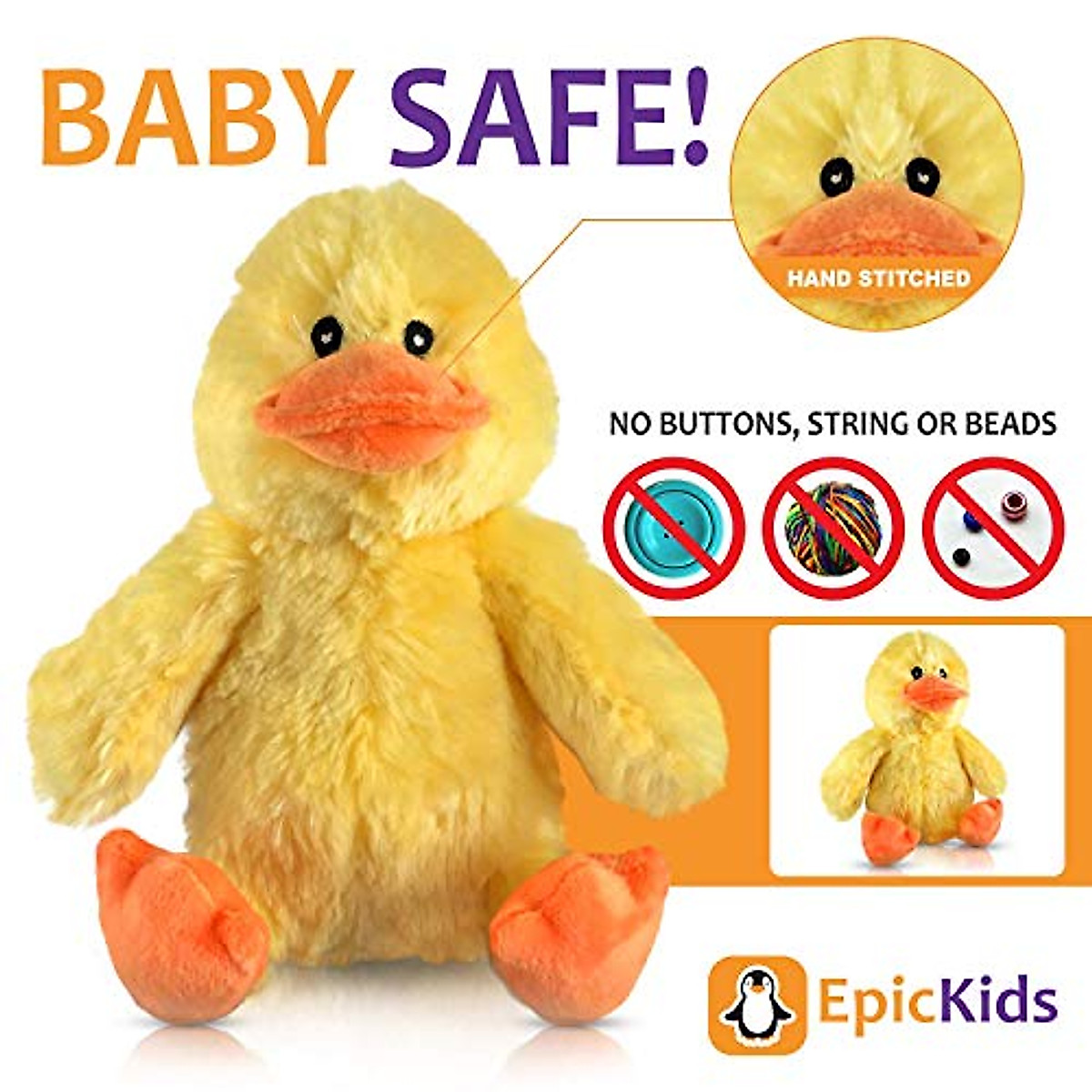 Stuffed Duck - Plush Stuffed Duck Toy - Duck Stuffed Animal - A Huggable, Soft, Adorable 7" Baby Duck - Great Gift for Duck Lovers of All Ages, Girls and Boys Yellow Orange