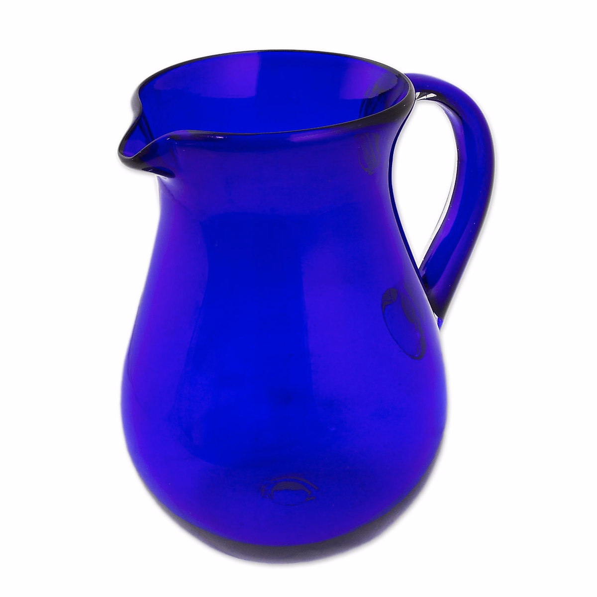 NOVICA Large Blue Hand Blown Glass Pitcher For Water, Margaritas, Lemonade, 82 Oz, 'Cobalt Charm'
