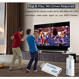 sartyee Wii to HDMI Converter, Wii2 to HDMI for HD Video Audio Output with 3.5mm Audio Jack, Supports All Wii Display Modes 1080P 720P, Wii, Wii U, HDTV, Monitor, NTSC