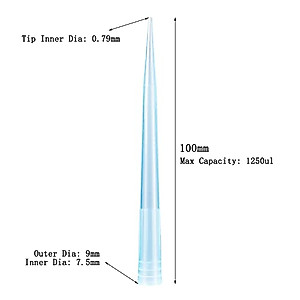 Eowpower 500Pcs/bag Blue Long 1ml Universal Pipette Tips 1000ul Laboratory Lab Polypropylene Pipettor Tube Tip