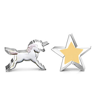 Zavaca 3 Pieces Unicorn Cookie Cutters, Stainless Steel Unicorn Biscuit Cutter, Unicorn Head, Rainbow for DIY Baking