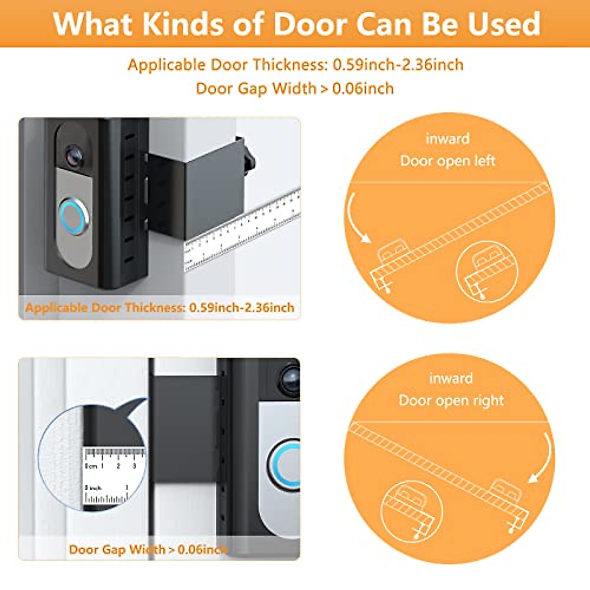 QIBOX Anti-Theft Video Doorbell Mount Compatible with Video Doorbell 4/3/3 Plus/2/1/(2020 Release), Adjustable No-Drill Mounting Bracket Wedge Adapter Holder Accessories for Home Rentals Office Room