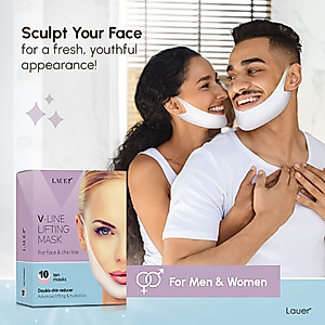 V Shaped Slimming Face Mask Double Chin Reducer V Line Lifting Mask Neck Lift Tape Face Slimmer Patch Chin Strap For Women Jawline Sculptor For Firming and Tightening Skin 5 and 10 Masks Bundle