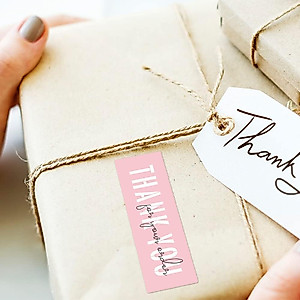 OMGREI 1x3 Inch Thank You for Your Order Stickers, Pink Thank You Stickers Small Business, Packaging for Small Business, Order, Decoration, Gifts, 2Roll with 240 Labels (Pink 01)