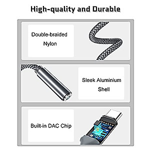 USB C 3.5mm Headphone Adapter and Charger,2-in-1 Type C Earphone Audio Aux Jack with PD Charging for iPad 10 Pro 11 12.9 Air 4 5 Mini 6,iPhone 15,Samsung Galaxy S22 S23 FE Ultra Z Flip Fold 3 4 5 A54