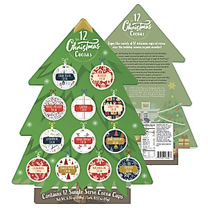 Christmas Cocoa Gift 12 Single Serve Keurig Compatible K CUPS Hot Chocolate Pods Advent Calendar For Adults or Kids Assortment- Holiday Cocoa Gift Box Set - Best Xmas Present Idea/Stocking Stuffer (Hot Chocolate)