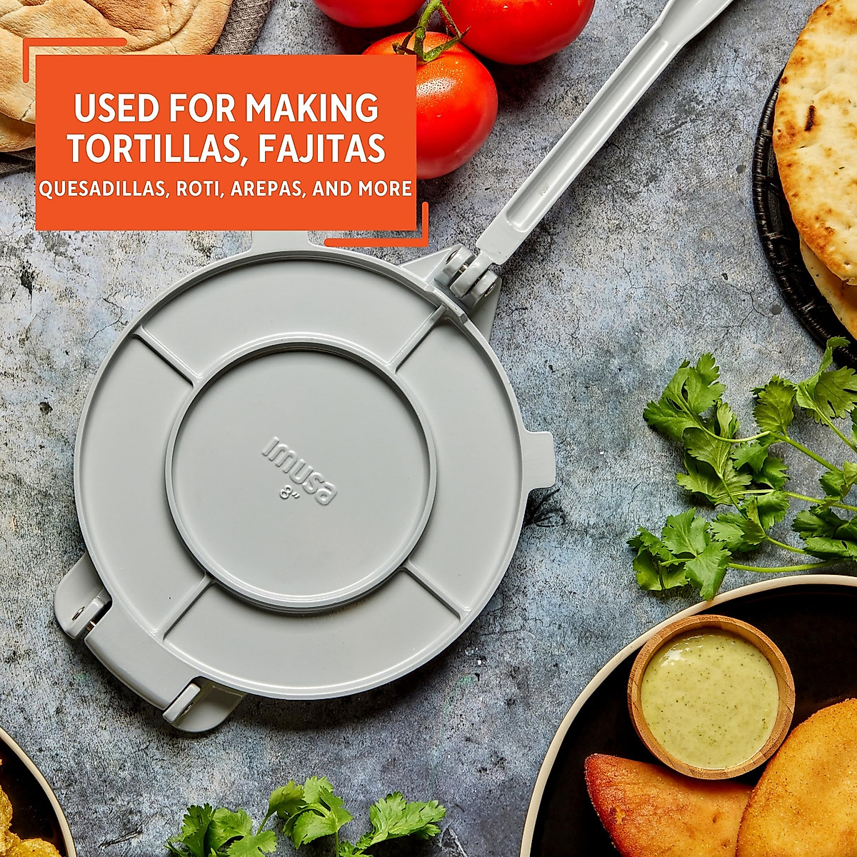 IMUSA USA 8-in. Aluminum Tortilla Press, 8 Inch, Silver