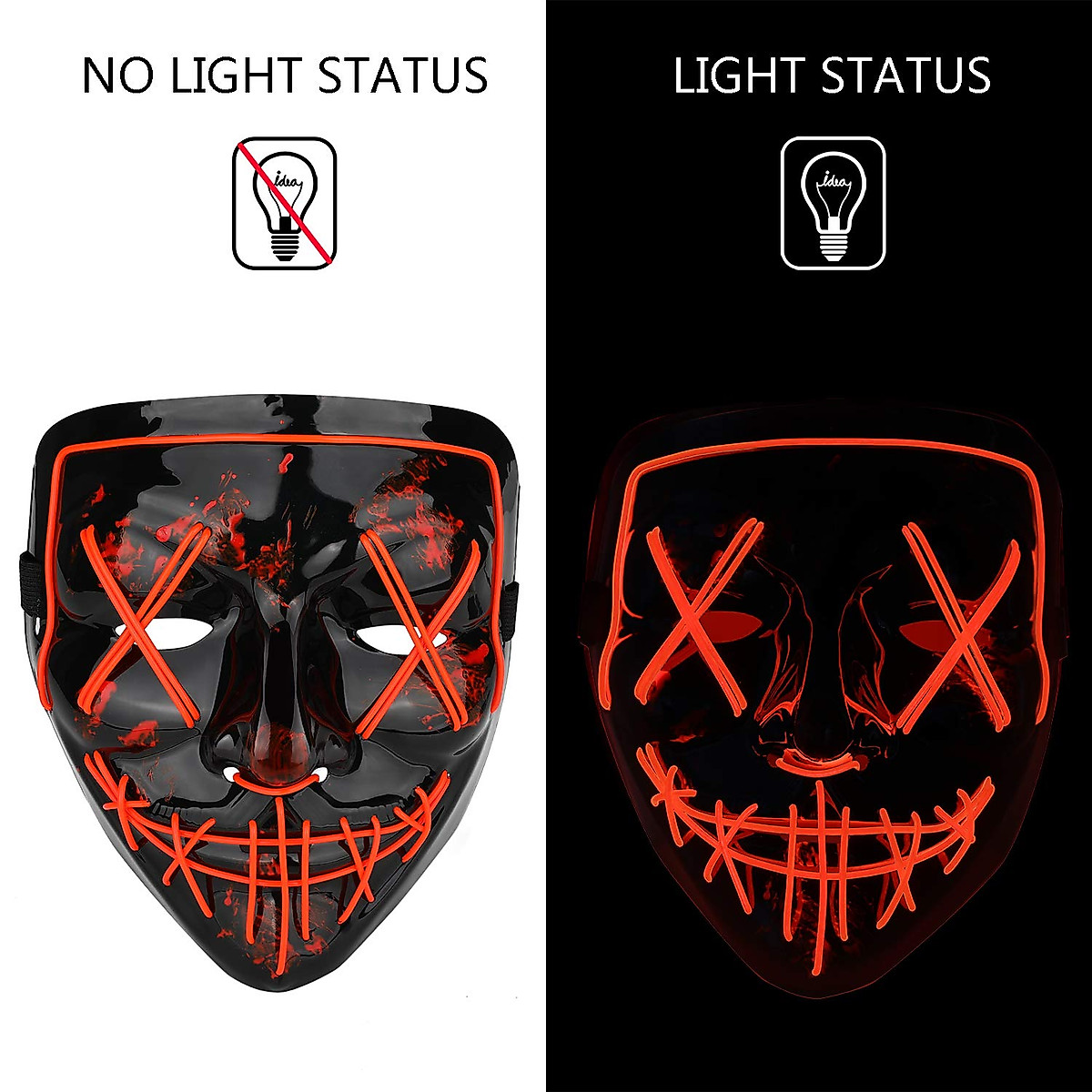 Poptrend Halloween Mask LED Light up Mask for Festival Cosplay Halloween Costume Masquerade Parties,Carnival,Gifts