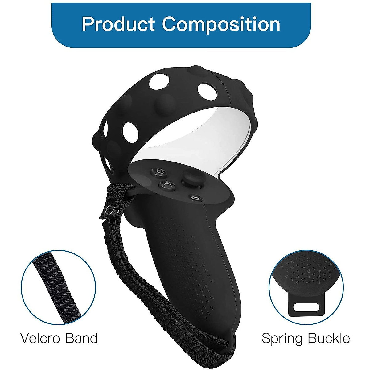 CHENGNAN Full Grip Cover Compatible for Oculus Quest 2 Touch Controller Handle Knuckle Silicone Straps Protective Sleeve Anti-Throw