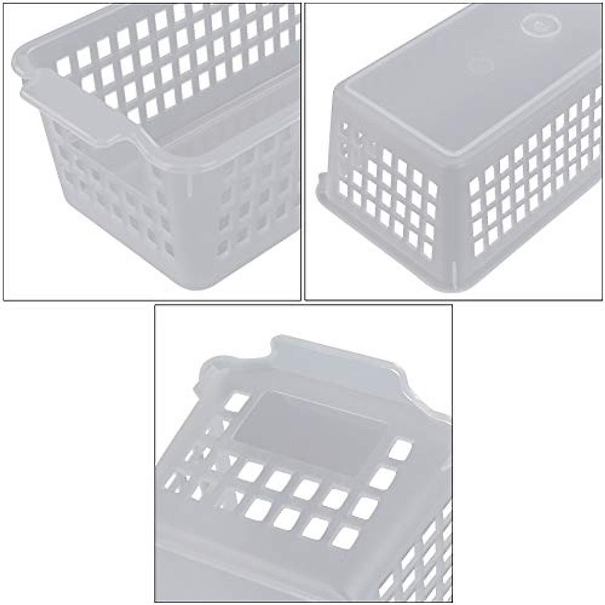 EudokkyNA Clear Slim Storage Baskets, Plastic Small Organizing Bin Set of 6