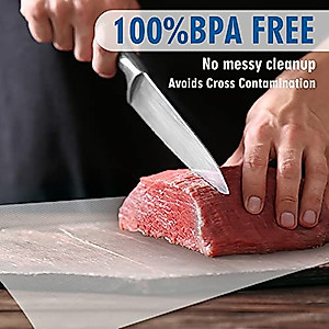 KOLOX Disposable Cutting Board with Built In Sliding Cutter, 10FT, Easy Clean-Up and Convenient Use, Large Flexible Chopping Boards for BBQ, Kitchen, Travel & Outdoor