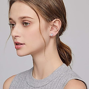 5 Pairs White Gold Plated Moissanite Earrings For Women Stainless Steel 2-6MM Round Cut Moissanite Stud Earrings For Men Women