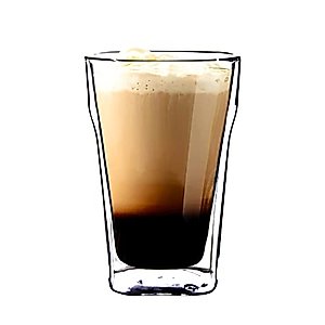 M&N HOME Double Walled Glass Cup, Double Wall Insulated Drinking Glasses, Double Wall Glass Coffee Mugs, Vaso de Vidrio de Doble Pared (Set of 2) - 13.5-Ounces