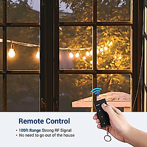 DEWENWILS Dusk to Dawn Dimmer, Outdoor Dimmer for String Light with Remote Dimmer Switch, 100FT Range, Compatible with Dimmable LED/Tungsten Bulbs, FCC Certified