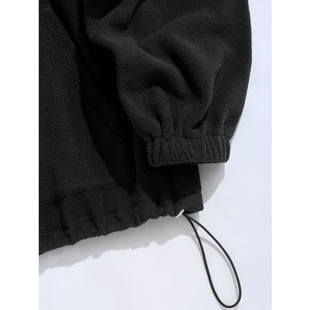 ZAFUL Men's Fluffy Polar Fleece Sweatshirt NEW YORK Embroidery Colorblock Half Zip Unisex Hoodie Black M