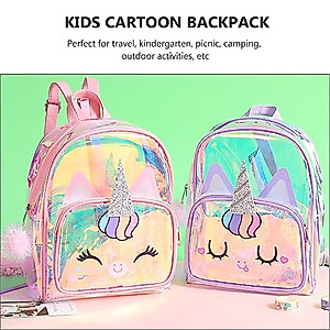 VALICLUD Clear Unicorn Backpack for Girl Holographic Backpack Clear Backpack Unicorn Transparent Backpack Clear Mini Backpack Casual Daypacks (Purple)