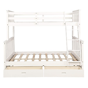 Twin-Over-Full Bunk Bed with 2 Drawers, Twin Bunk Bed with Ladders, Bunk Bed for Kids, Teens Bedroom, Guest Room Furniture