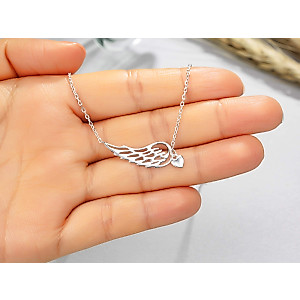 RareLove Sympathy Gifts for Loss of Father,Bereavement Condolence Gifts,Remembrance Gifts,925 Sterling Silver Angel Wing Heart Pendant Necklace,Sorry for Your Loss Gift Memorial Gifts
