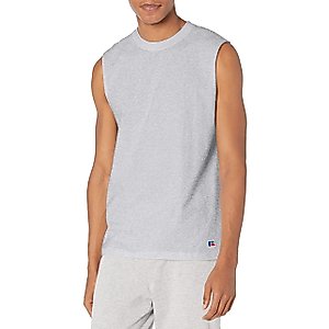 Russell Athletic Men's Soft 100% Cotton Midweight Sleeveless Muscle T-Shirt, Oxford, Small