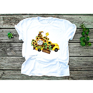 Sunflower Gnome Truck Sublimation Transfer - Ready to Press, Sunflowers Transfer, Gnome Transfer, Vintage Truck Gnome Transfer, Ready to Use (Adult x1-8.5+")