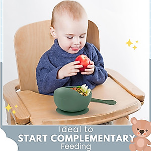 Xabono Baby Bowls With Suction BPA Free Suction Bowls For Toddlers Easy to Wash Suction Bowls For Baby And Silicone Baby Spoon Enjoyable Design Baby Suction Bowls First Food Baby Suction Plate Bowl