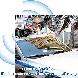 RULLINE 5 Tone Sound Car Siren Vehicle Horn with Mic PA Speaker System Emergency Sound Amplifier - 60W Electric Ambulance/Horn-Hoote/Siren/Traffic Sound with PA Microphone System