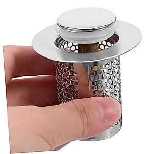 LIFKICH Leaking Tub Drain Bath Tub Filter Water Trough Bath Tub Stopper Bathtub Filter Drain Pipe Sink Stopper Replacement Bathroom Sink Stoppers Washbasin Silver