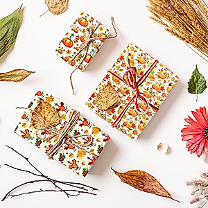 Pack of 8 Thanksgiving Fat Squares Fabric Sheets Bundles, 20" x 20", Assorted Fall Autumn Harvest Theme Patterns Include Maple Pumpkin Turkey Sunflower for Party Supplies Decor DIY Sewing Quilting