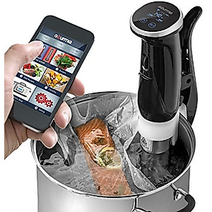 Gourmia GSV150 WiFi Sous Vide Cooker Immersion Pod - 3rd Generation - Powerful & Accurate - App Controlled -1200W - Black - ETL Listed - Free Recipe Book