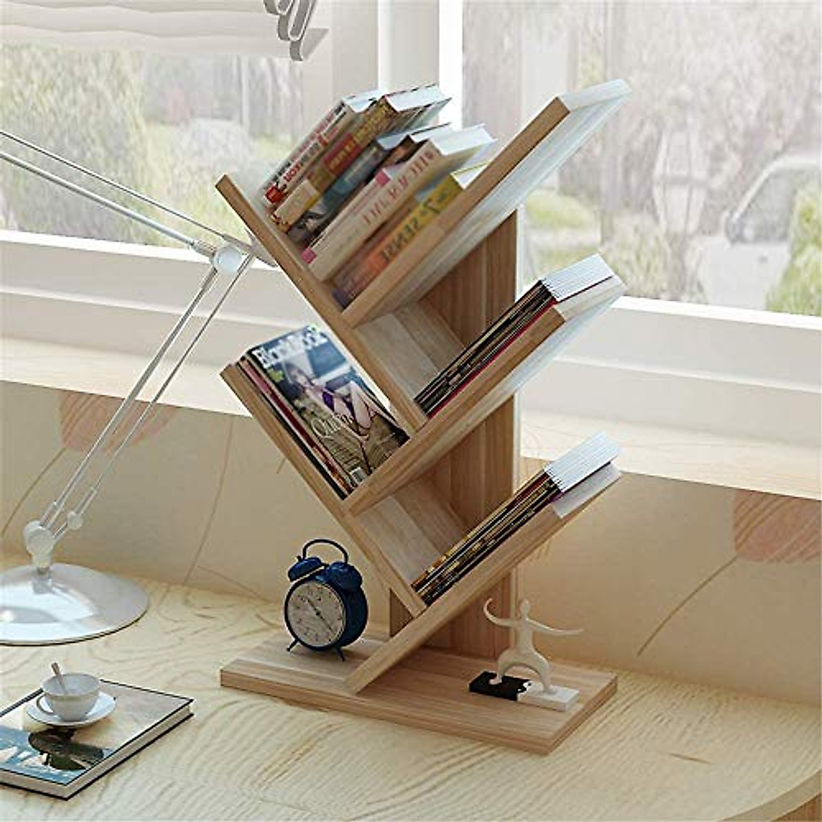 GELTDN 4-Tier Bookcase Tree Bookshelf Book Rack Display Storage Magazine Rack, for Books, Magazines, CDs and Photo, for Living Room, Home Office