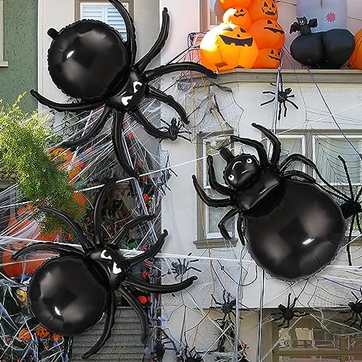 10 Pcs Spider Foil Balloons Halloween Decorations - 32.5" Black Spider Balloon 3D Realistic for Halloween Party Decorations Birthday Party Supplies for Home