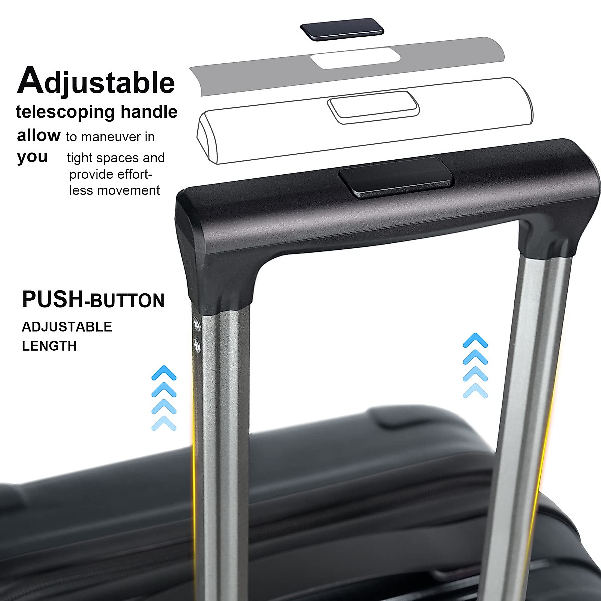 Feybaul Luggage Suitcase PC+ABS with TSA Lock Expandable Hardshell Carry On Luggage with Spinner Wheels 20in 24in 28in, Black 28 in , L(28 Inch Expandable Luggage), 968