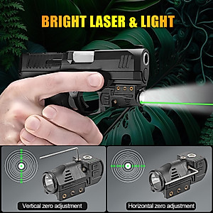 Lasercross CL105 New Magnetic Charging Internal Green Laser Sight & Picatinny Flashlight Laser Combo with Rechargeable Battery Inside,Tactical Gun Light Laser Used for Most of Handguns and Rifles