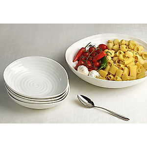 Portmeirion Sophie Conran White Pasta Bowl | Set of 4 | Large Serving Bowls for Soup or Salad | 9 Inch | Made from Fine Porcelain | Microwave and Dishwasher Safe