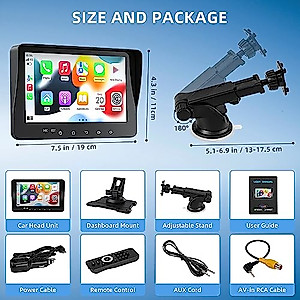 HaMeby CarPlay Screen for Car, Compatible with Apple CarPlay & Android Auto Car Play Dash Mount 7 Inch Display Touch Screen Portable Car Stereo with Bluetooth Plug and Play Easy Use Add to Any Car