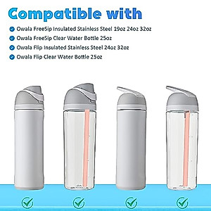 Silicon Replacement Straws for Owala FreeSip 19oz 24oz 32oz Water Bottle, 3pcs Reusable Straws with Cleaning Brush for Owala Insulated Water Bottle 24oz 32oz and Flip 25oz, Bottle Accessories
