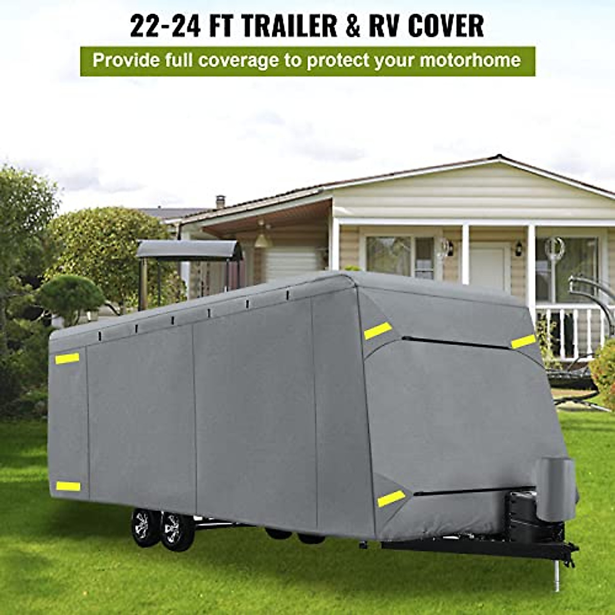 VEVOR RV Cover 22'-24' RV & Trailer Cover Extra-Thick 4 Layers Travel Trailer RV Cover Durable Camper Cover, Waterproof Breathable Anti-UV Ripstop for RV Motorhome with Adhesive Patch & Storage Bag