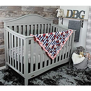 Dear Baby Gear Floral Deluxe Baby Blanket - Reversible, Milestone & Newborn Gifts for Girls and Boys - Red Roses, Blush Hibiscus Navy White Stripes, Coral, 32 x 32 Inches