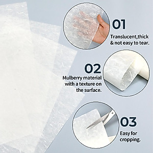 50/100 Sheets FIVEIZERO A4 Mulberry Paper Sheets Natural Fiber Rice Paper,8.3x11.7in Natural Decoupage Tissue Paper for Writing Painting, Decorative Paper, Card Making Paper DIY Craft